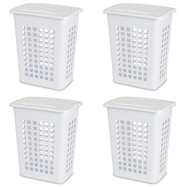 Sterilite Rectangular LiftTop Plastic Clothes Laundry Hamper Bin w/ Lid ...