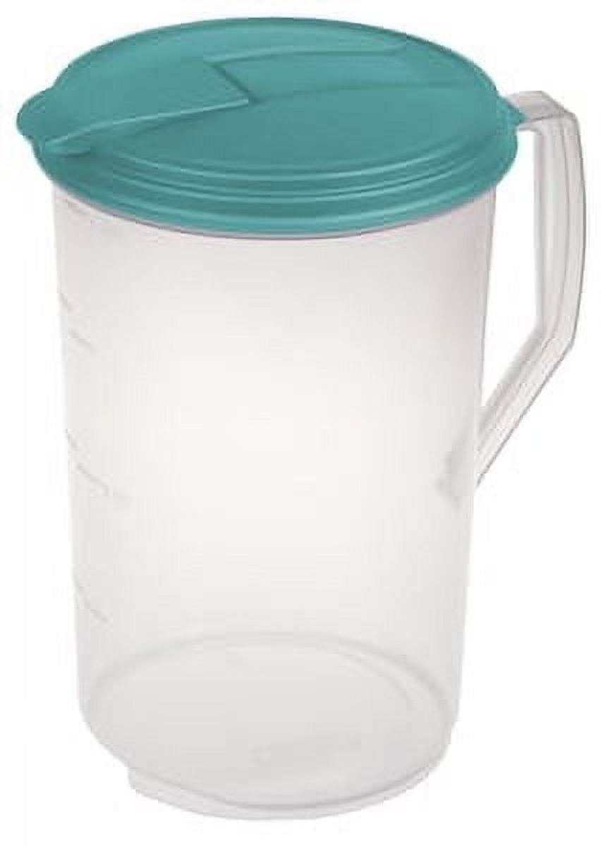 Sterilite 1 Gallon Round Pitcher with Hinged Flip Top Lid, Plastic ...
