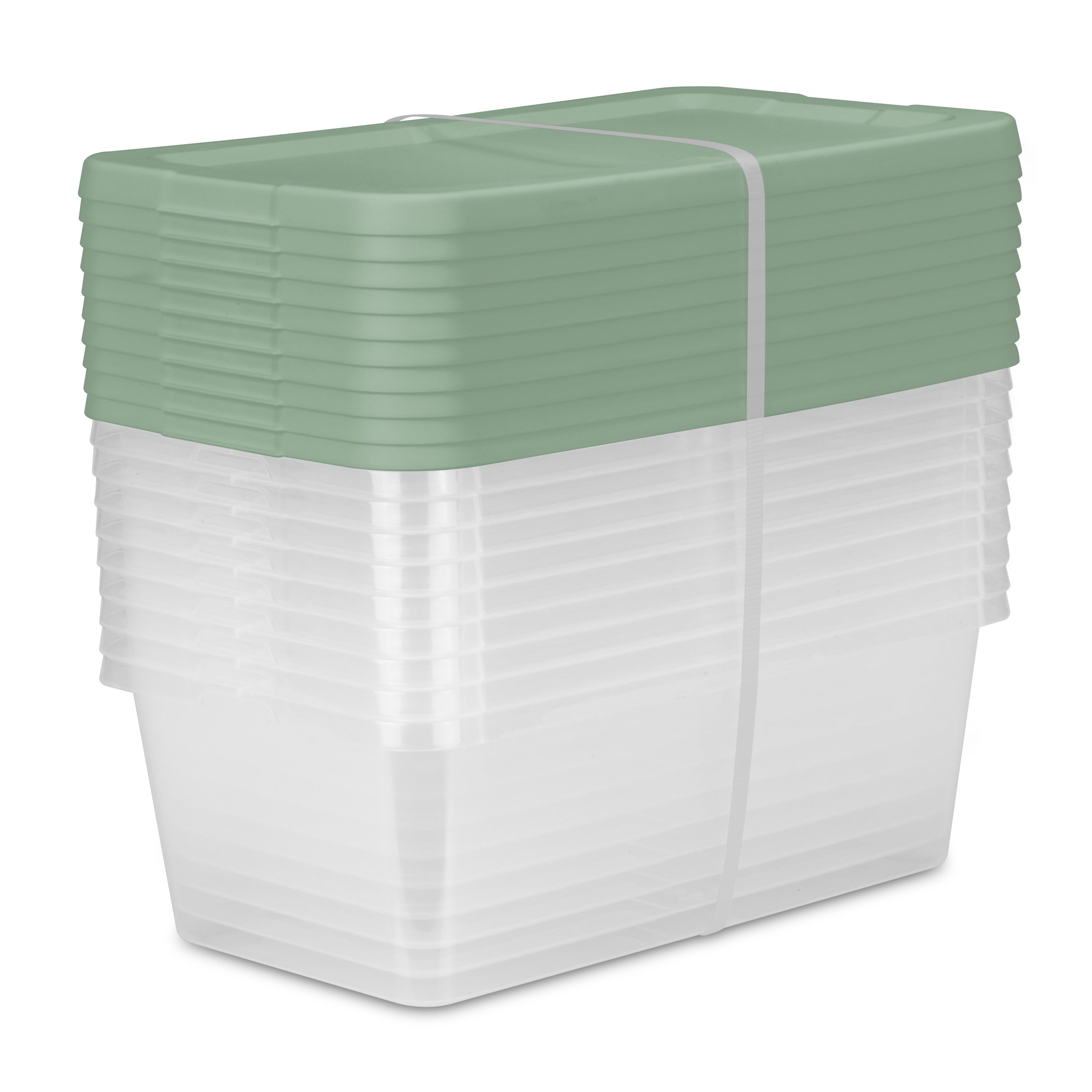 Sterilite Set of (10) 6 Quart Storage Boxes Plastic, Green Sage ...