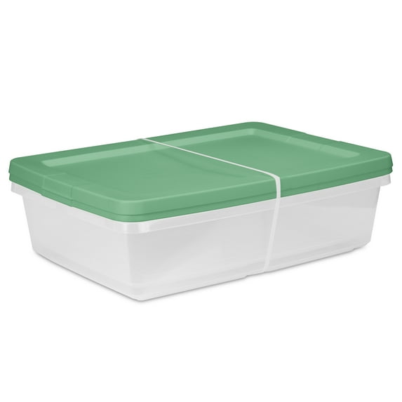 Sterilite, 28 Quart Clear Storage Bin, Snap-on Lid Storage Container ...