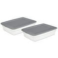 Sterilite 28 Quart Storage Box Containers Set of 2, Plastic, Titanium ...