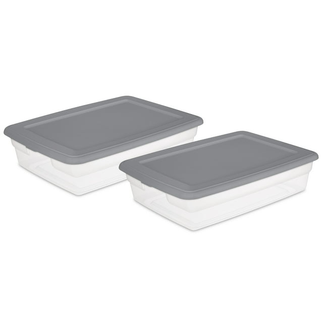 Sterilite 28 Quart Storage Box Containers Set of 2, Plastic, Titanium ...