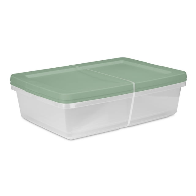 Sterilite Set of (2) 28 Quart Storage Boxes Plastic, Green Sage ...