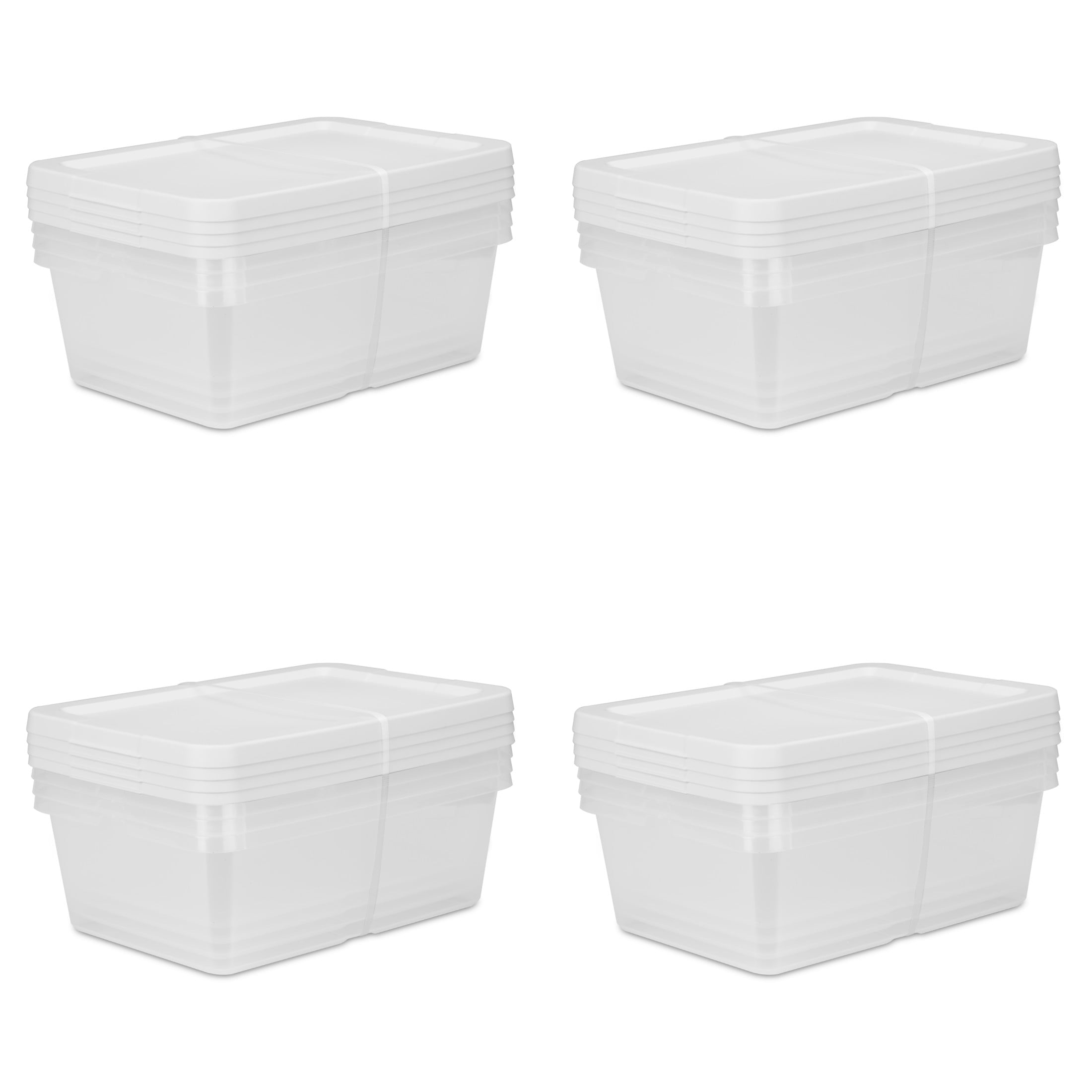 Sterilite Set of (4) 12 Quart Storage Boxes, Clear Plastic Storage Bin ...
