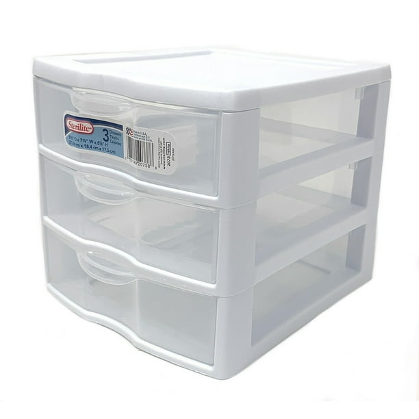 Sterilite Small 3 Drawer Desktop Unit, Plastic, White - Walmart ...