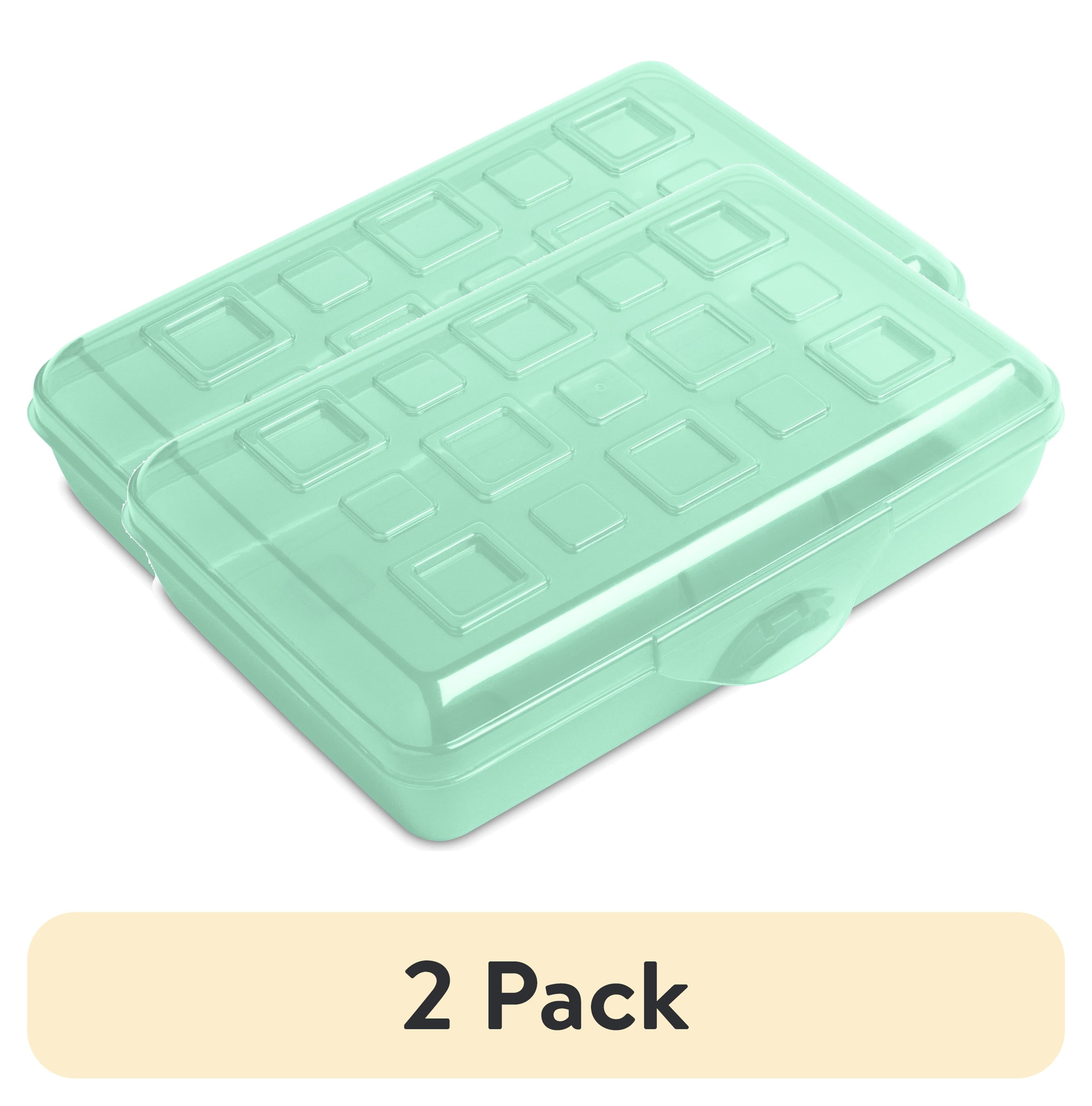 (2 pack) Sterilite Small Pencil Box Plastic, Green Tint - Walmart.com