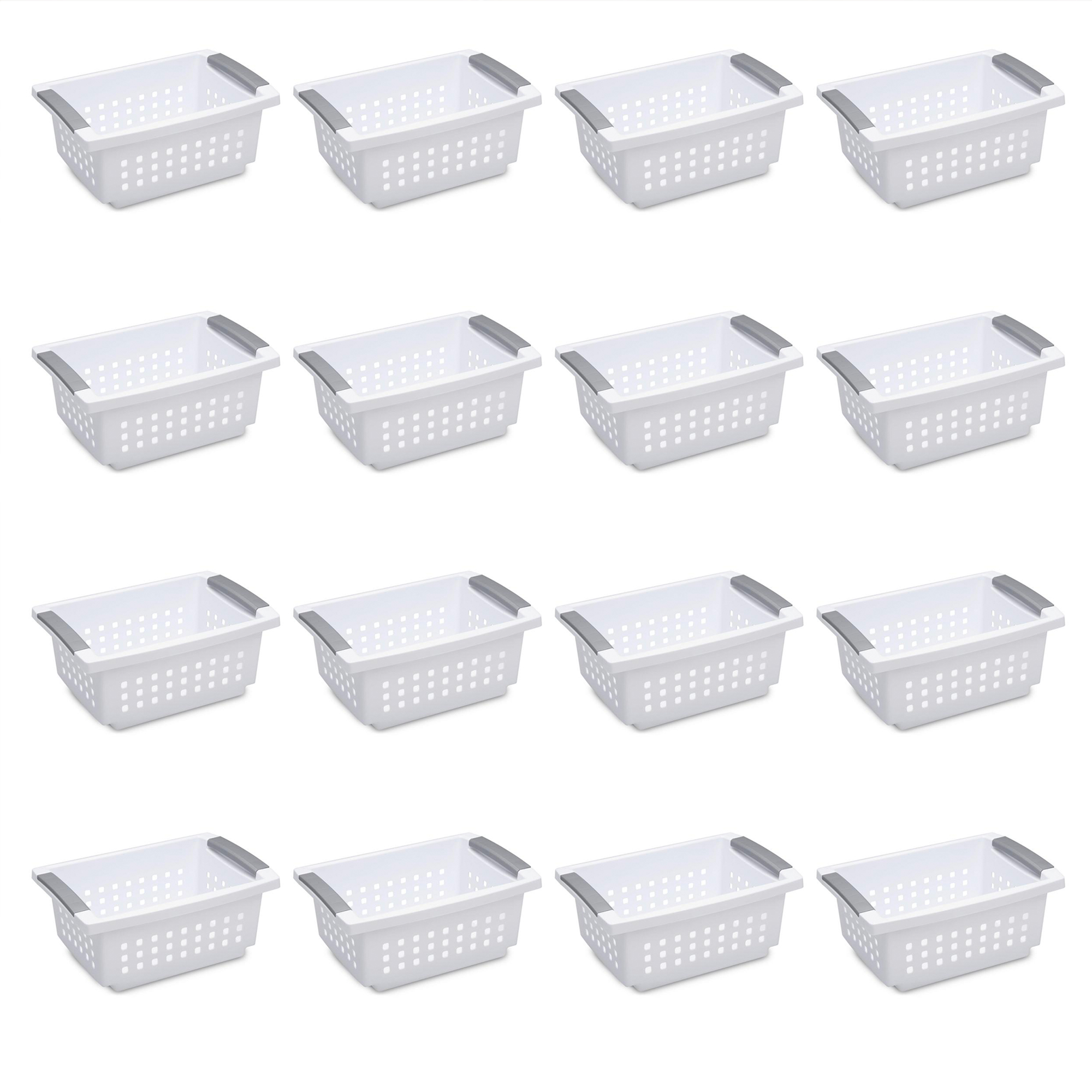 Sterilite Small Stacking Basket w/ Titanium Accents, White (16 Pack ...