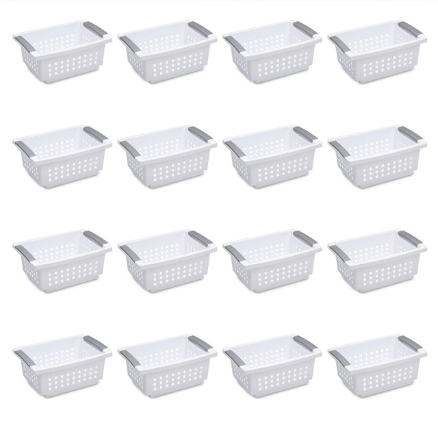 Sterilite Small Stacking Basket w/ Titanium Accents, White (16 Pack) - Walmart.com