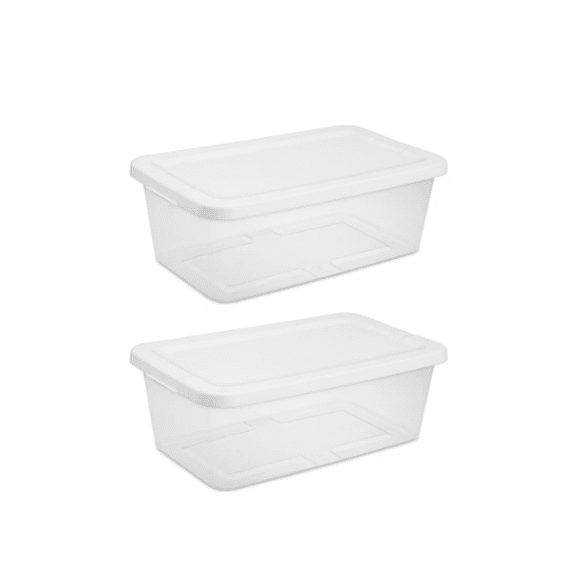 Sterilite Small Storage Bin, 6 Quart Clear Plastic Container with Snap ...
