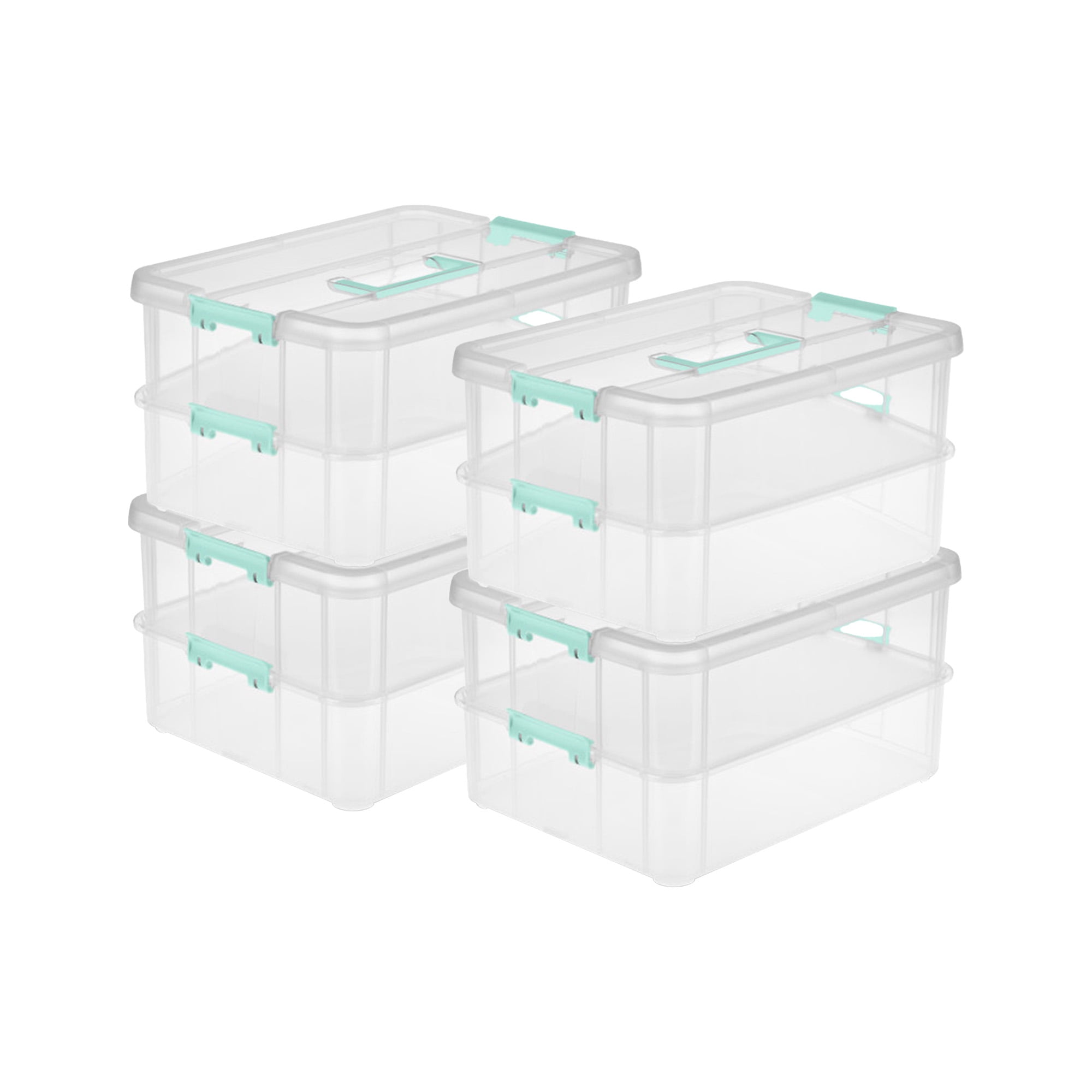 Sterilite Plastic Storage Box Stack and Carry, 2-Layer Handle ...