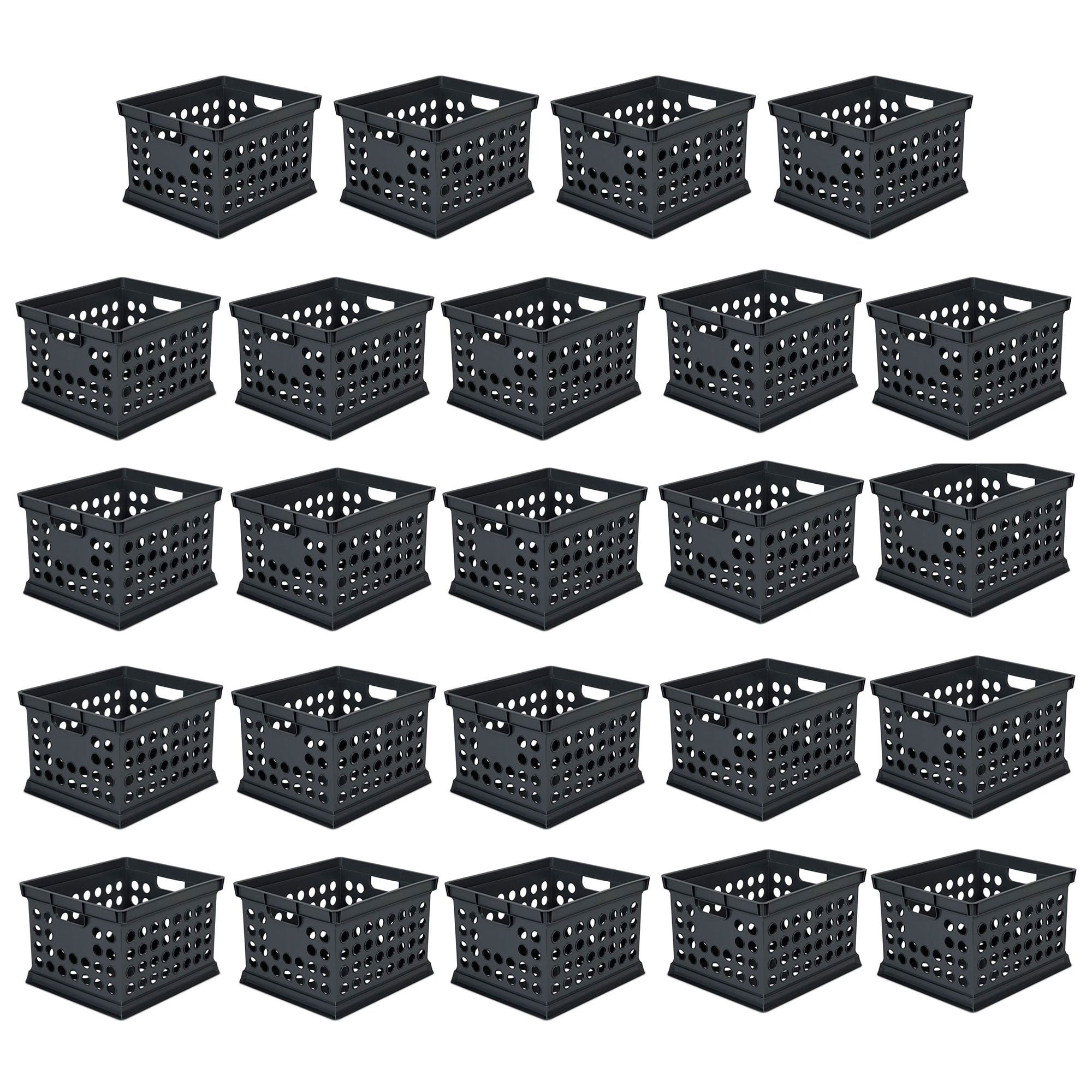 Sterilite Stackable Plastic Storage Crate Bin Organizer Box, Black, 24 ...