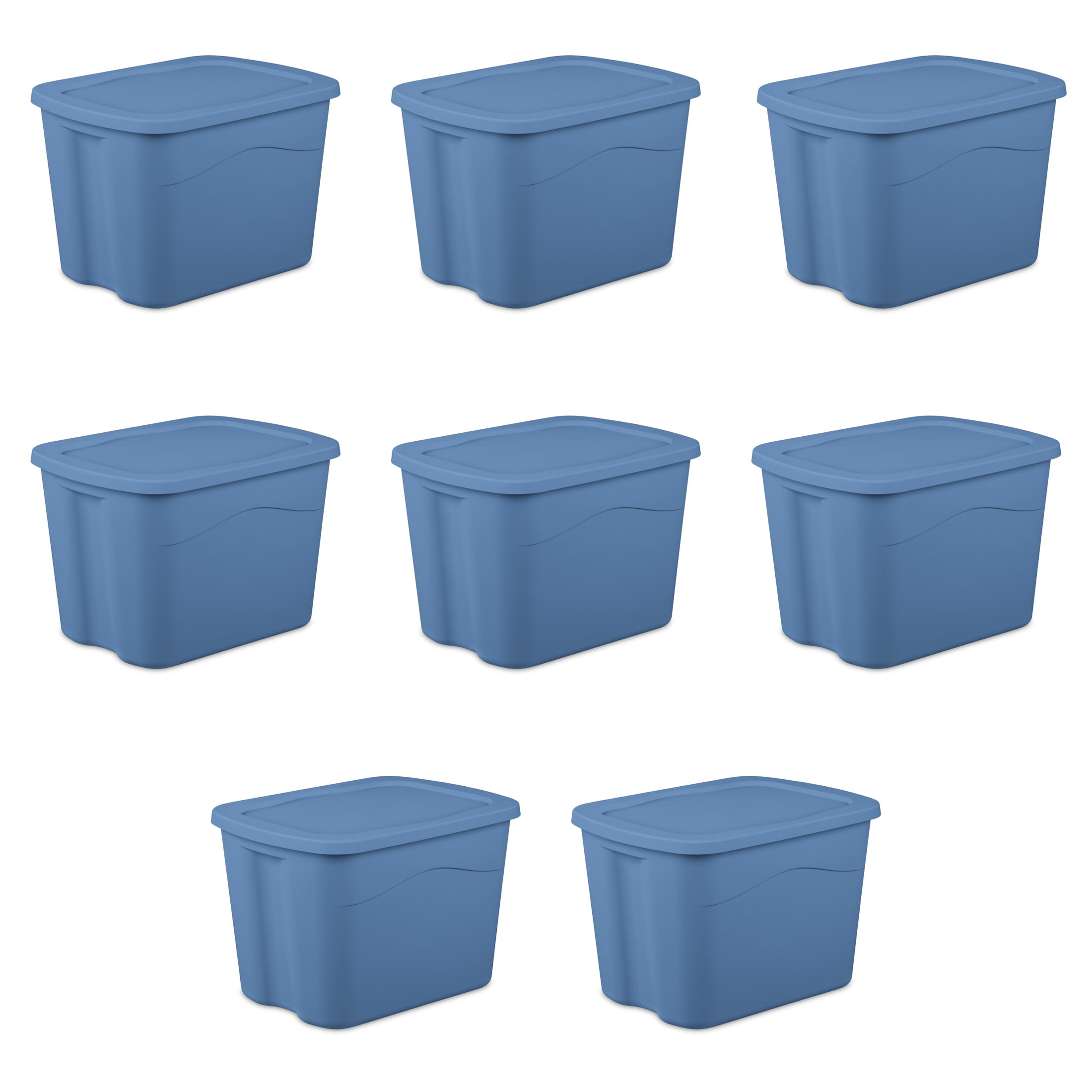 Sterilite 18 Gallon Plastic Storage Bin with Snap-on Lid, Light Blue, 8 ...