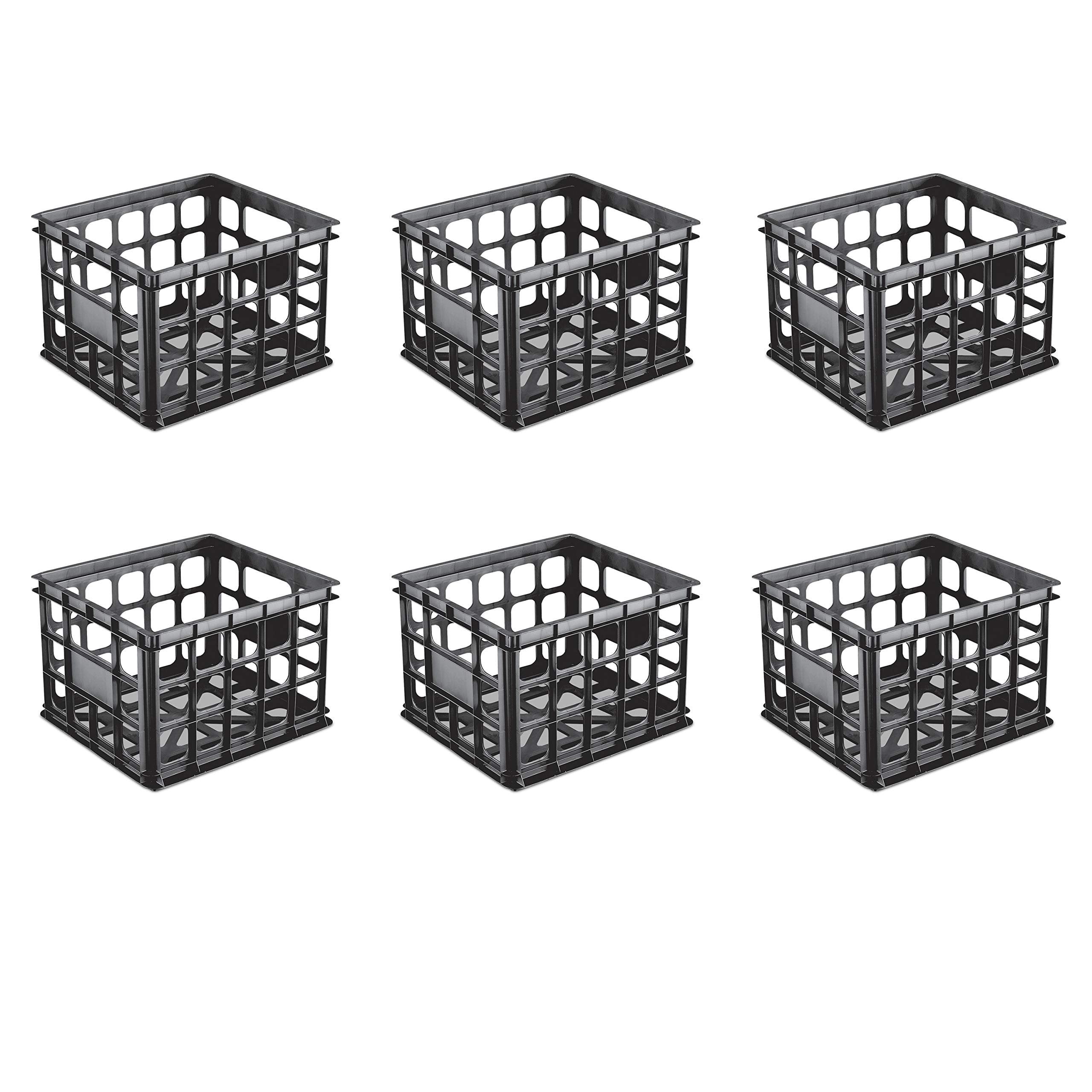 Sterilite Storage Crate, Stackable Plastic Bin Open Basket with Handles ...