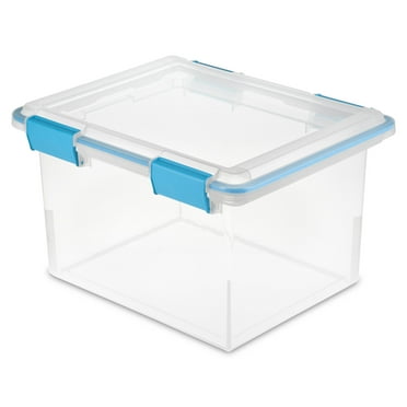 Sterilite 120-Qt Weatherproof Large Storage Tote, Clear Plastic Wheeled ...