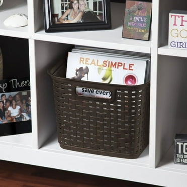 Sterilite Small 11" Long Weave Home Storage Basket Organizer, Espresso ...