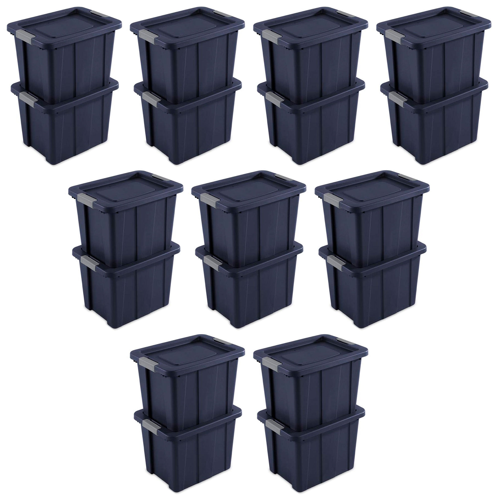 Sterilite Tuff1 18 Gal Plastic Storage Tote Bin with Lid, Blue (18 Pack ...