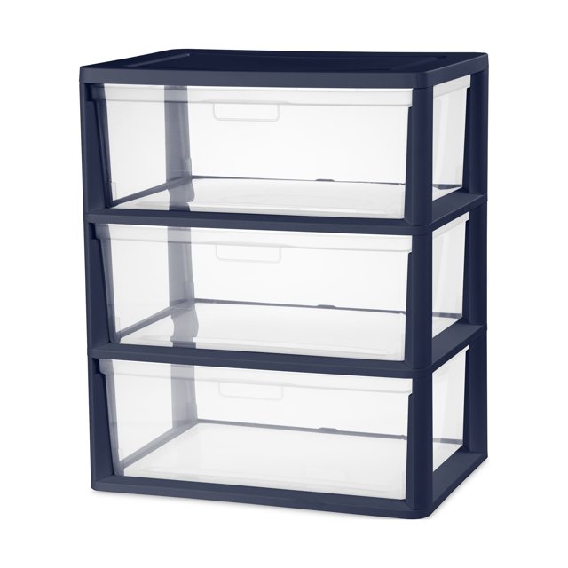 Sterilite Wide 3 Drawer Tower Blue Cove Storage - Walmart.com