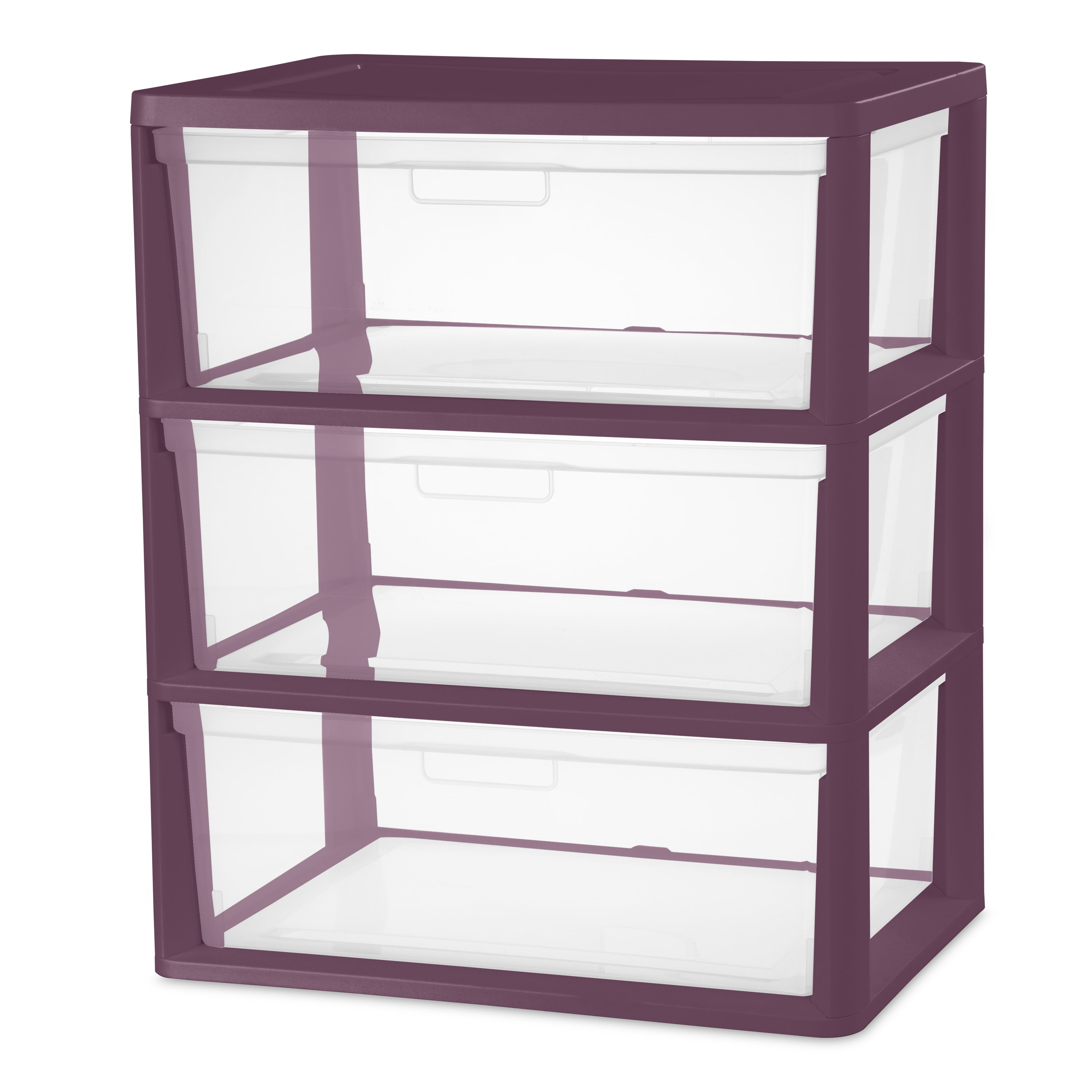 Sterilite Adult Plastic Wide 3 Drawer Tower Red Currant - Walmart.com