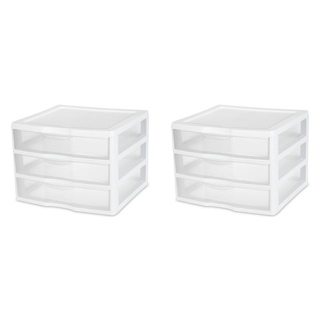 Sterilite Wide 3 Drawer Unit Plastic, White, Set of 2 - Walmart.com