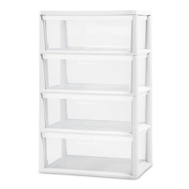 Sterilite Wide 4 Drawer Tower White - Walmart.com