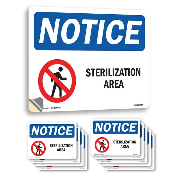 Sterilization Area With Symbol OSHA Notice Vinyl Decal Label 24 Inch x ...