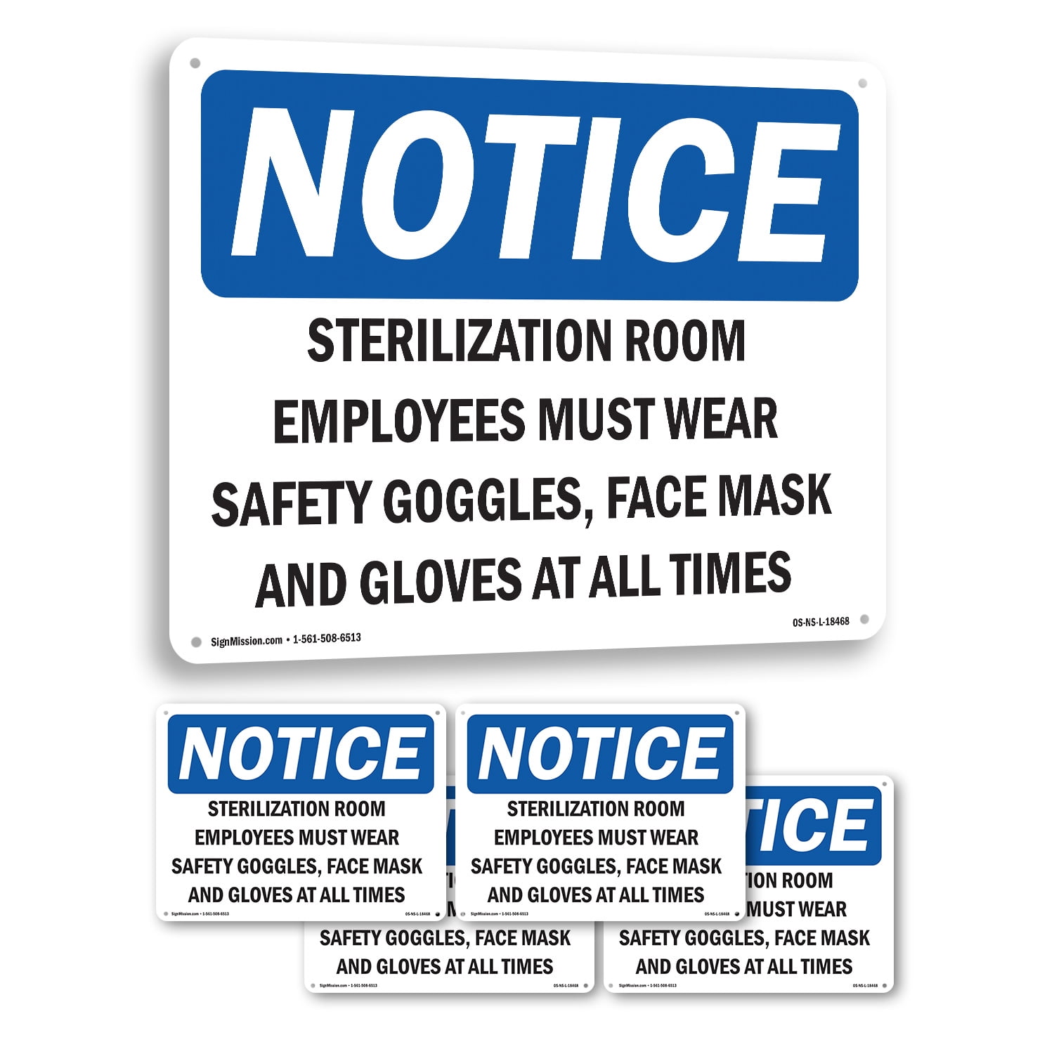 Sterilization Room Employees Must Wear Safety OSHA Notice Aluminum Sign ...