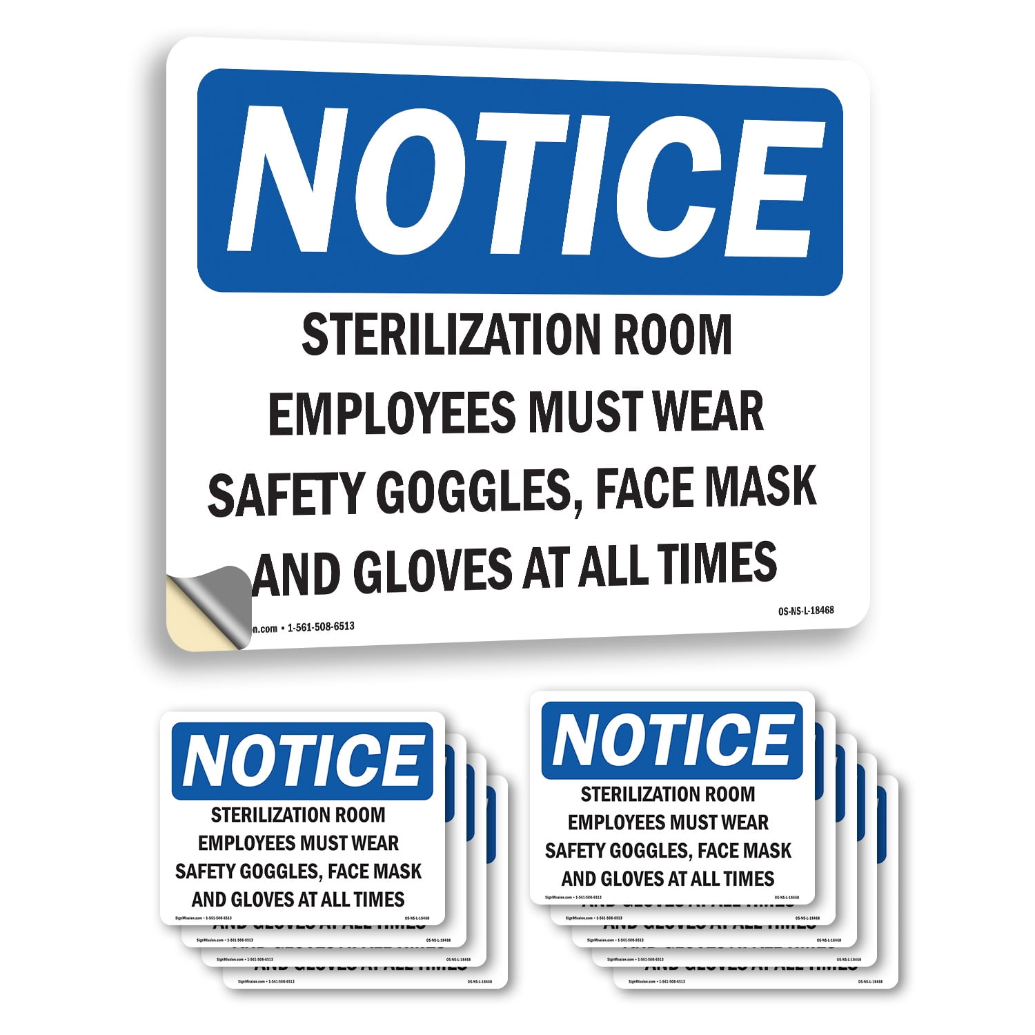Sterilization Room Employees Must Wear Safety OSHA Notice Vinyl Decal ...