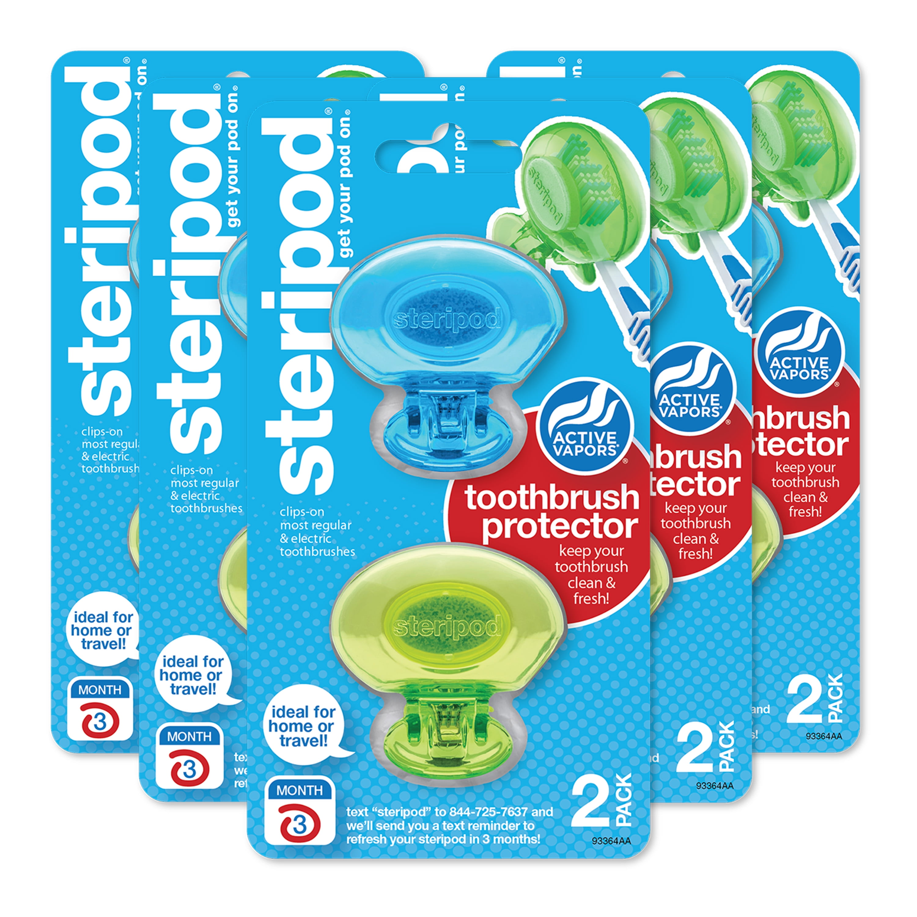 Steripod Clip-On Toothbrush Protector, 2 Count (Pack of 5) - Walmart.com