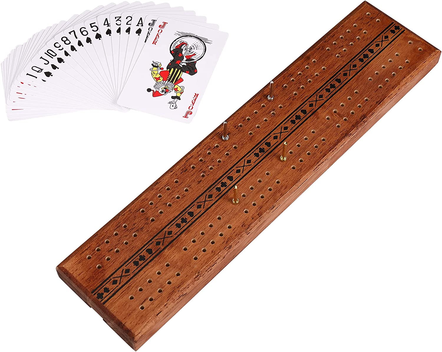 Sterling Games 12 inch Wooden Cribbage 2 Players Double Track Board ...
