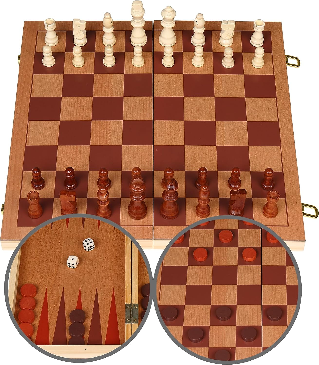 Sterling Games 15'' Wooden Folding 3 in 1 Game Set - Walmart.com