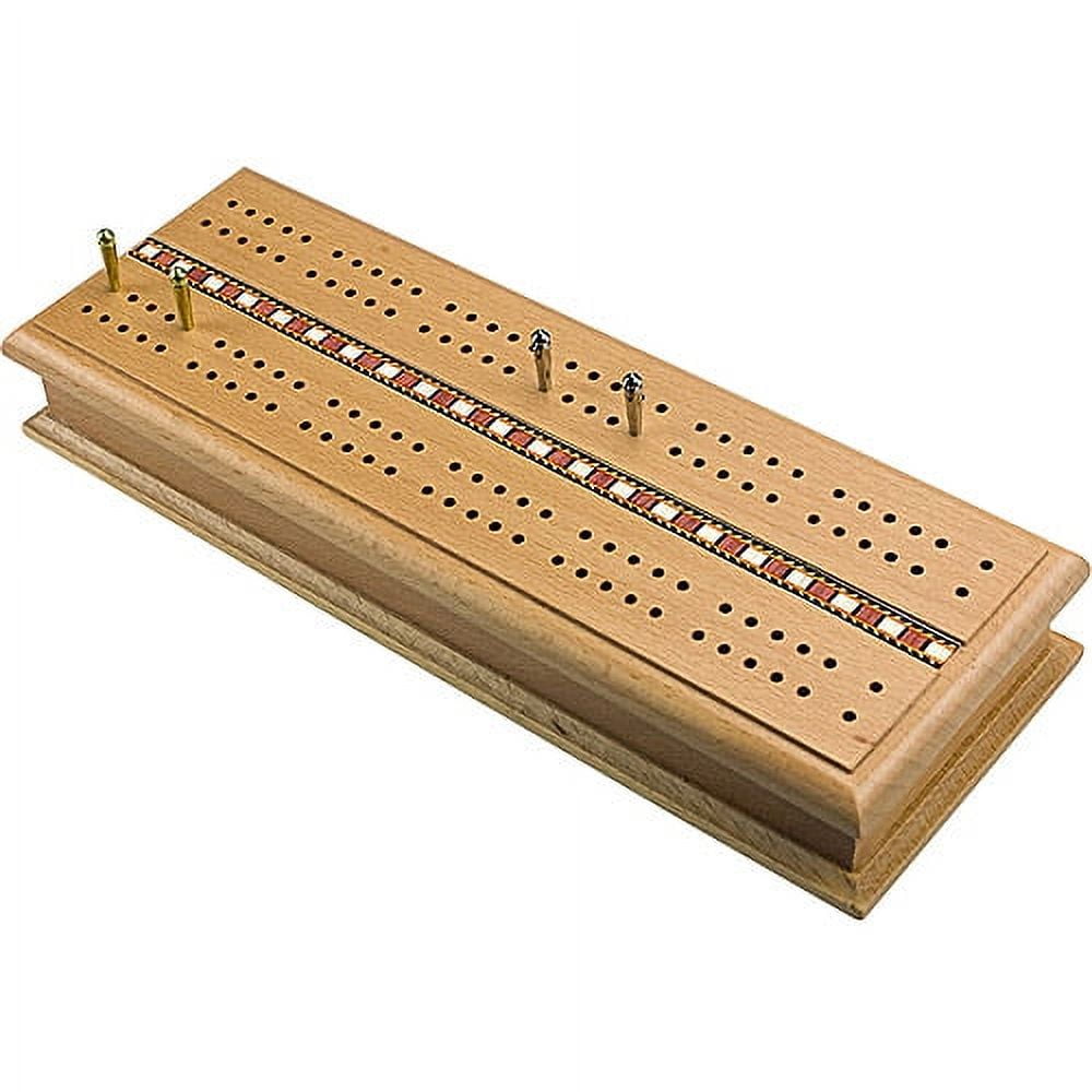 Sterling Games Wooden Two Track Cribbage Board Game Set with Card ...