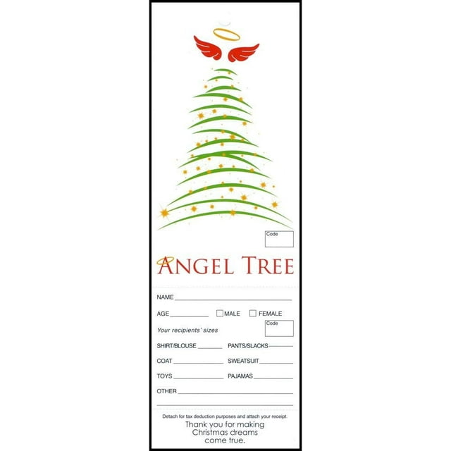 Sterling Gifts Christmas Tree Angel Tree Tags Pkg of 100 Anonymous ...