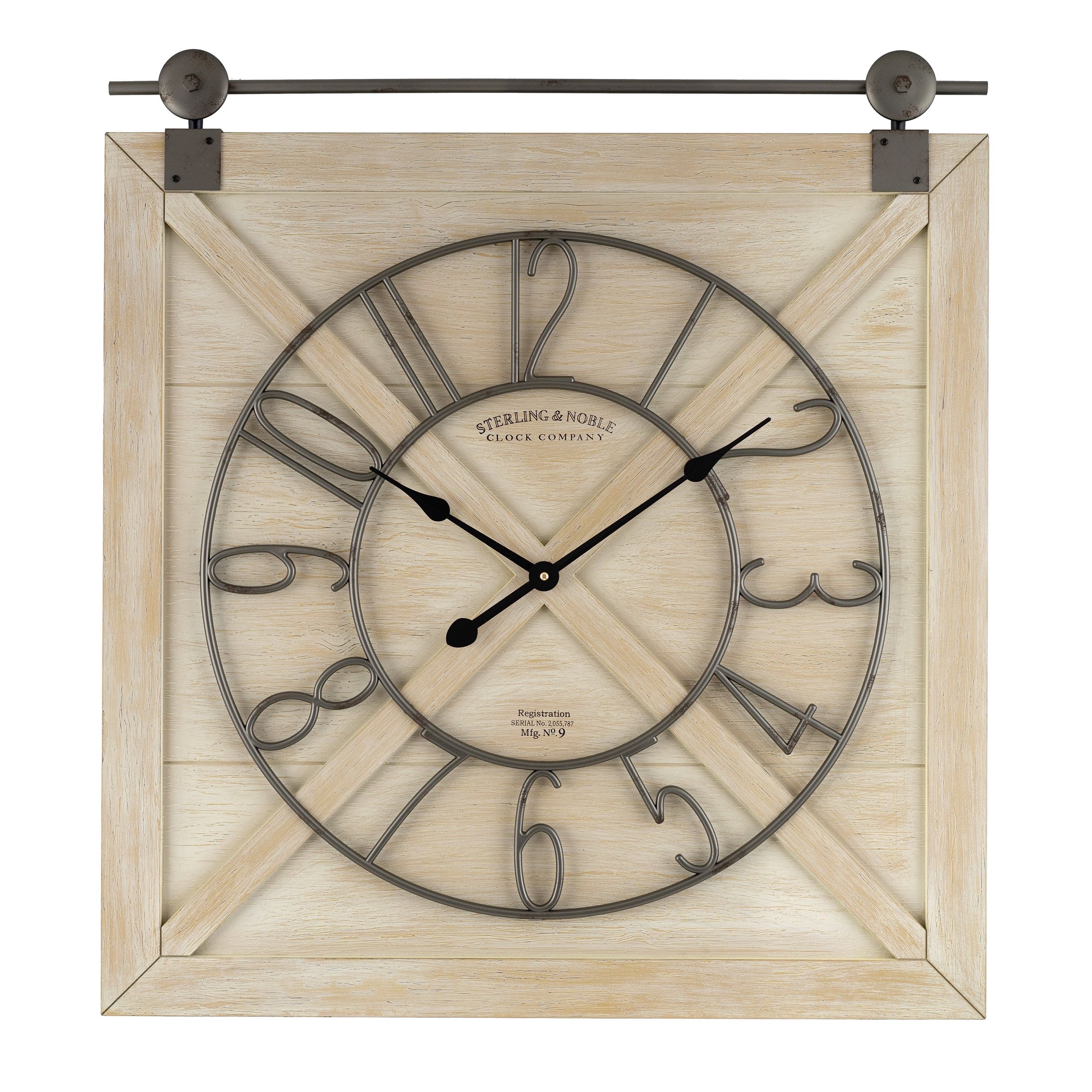 Sterling & Noble 28" Indoor Rustic White Farmhouse Analog Wall Clock ...