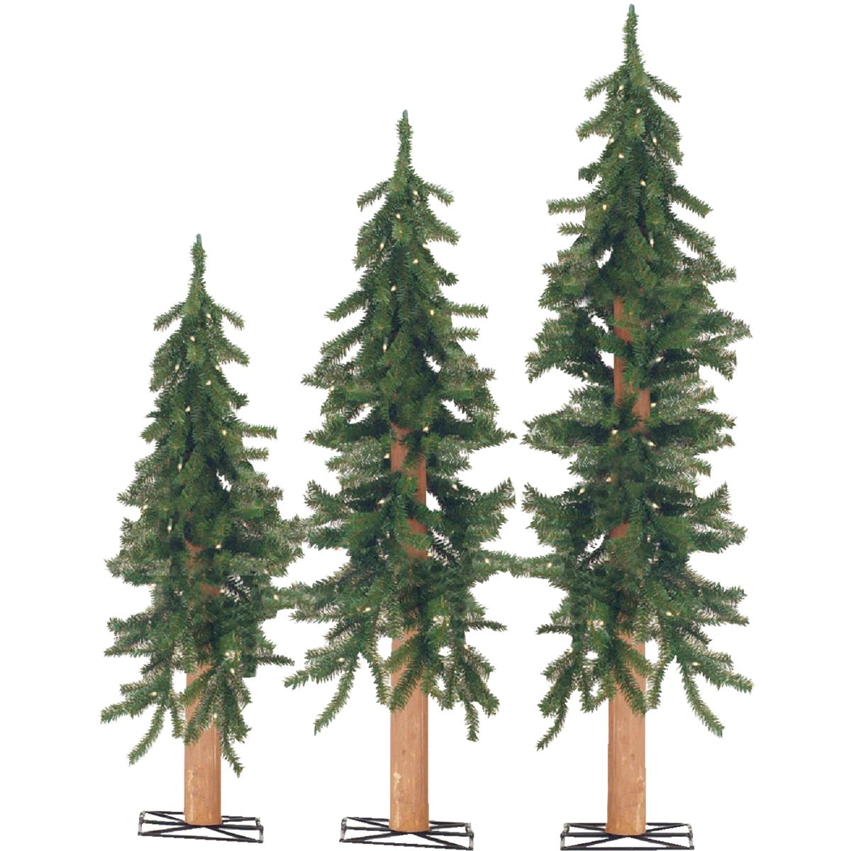 Sterling Set of 3 Lighted Christmas Trees with Metal Trunks, Small to ...