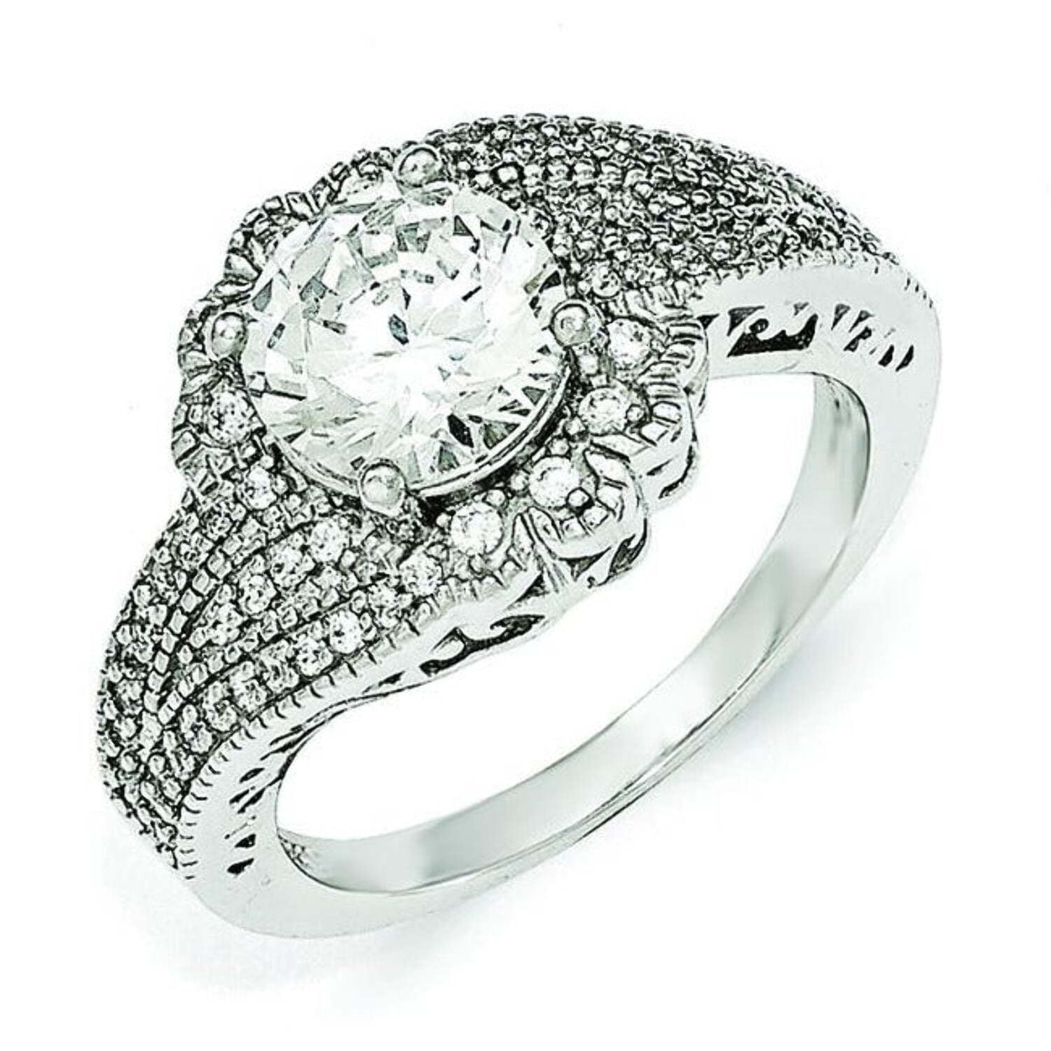 Sterling Silver 100-Facet CZ Ring - Walmart.com