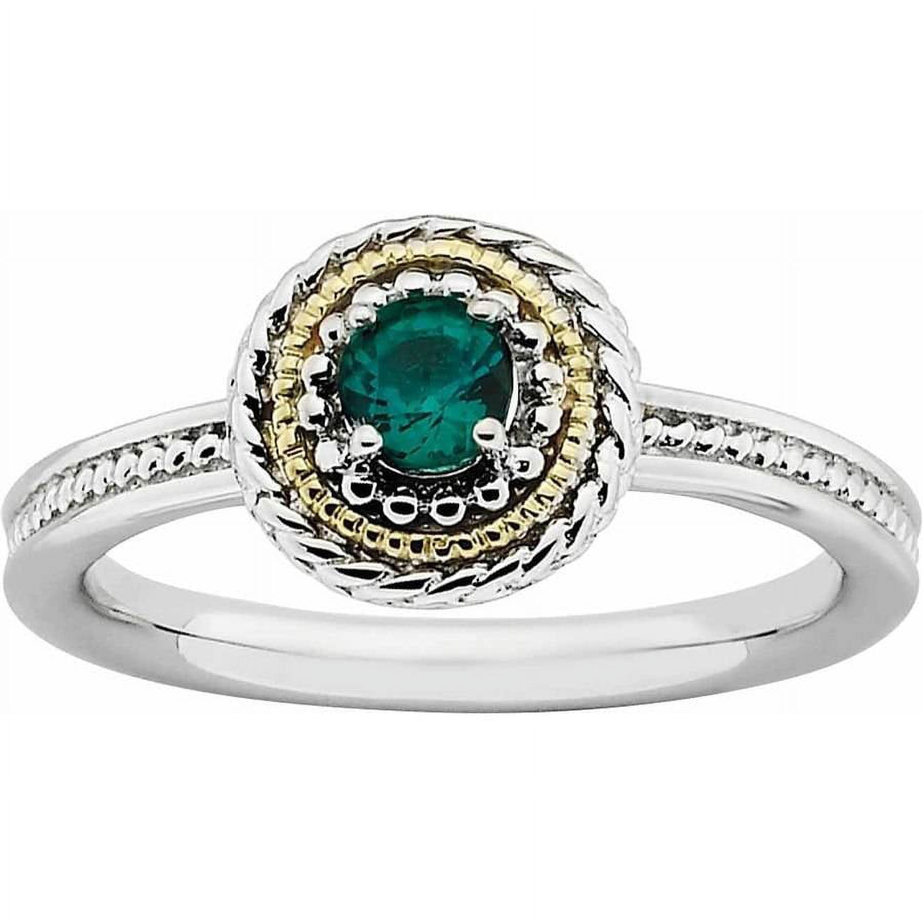 Sterling Silver & 14k Created Emerald Ring - Walmart.com