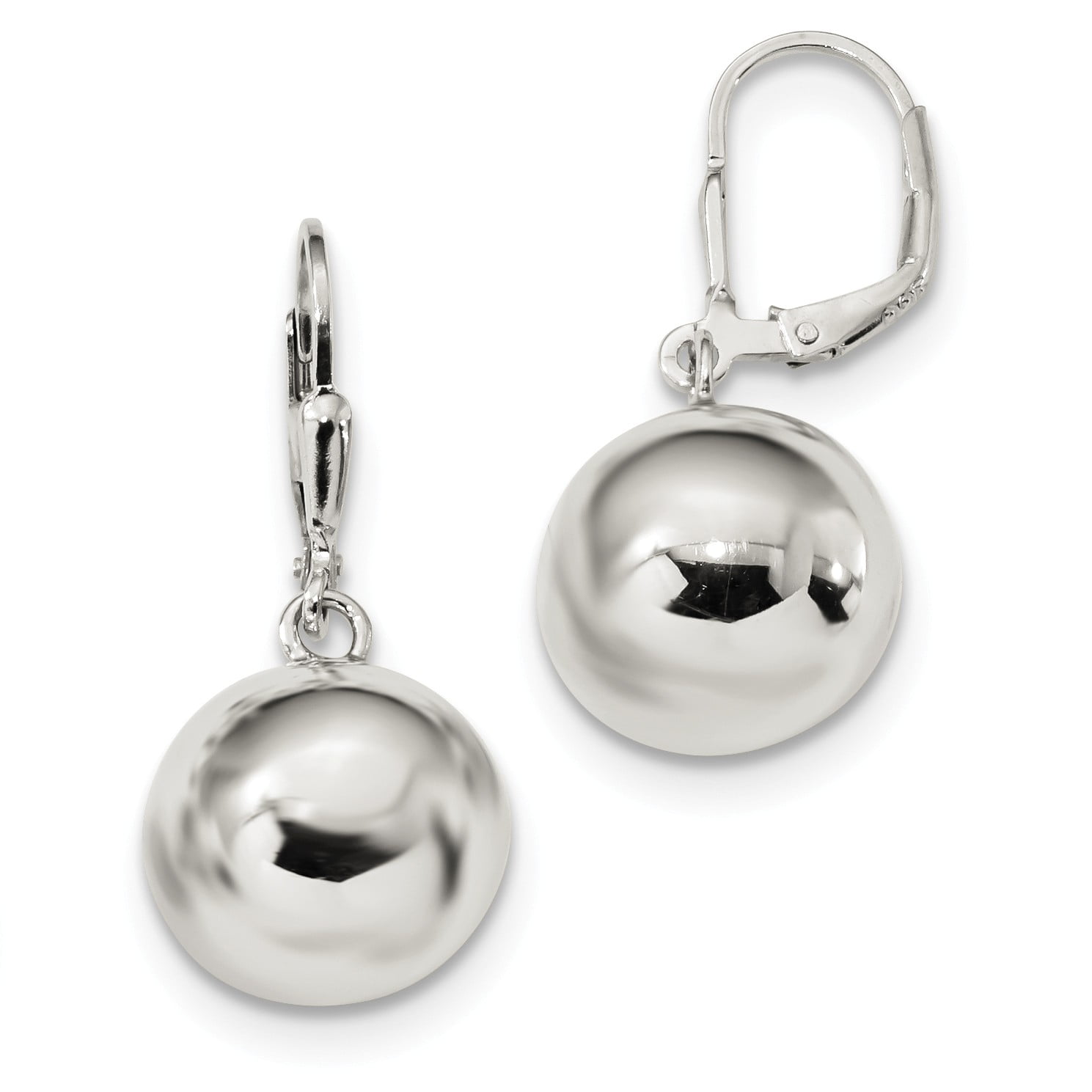 Sterling Silver 14mm Ball Dangle Leverback Earrings - Walmart.com