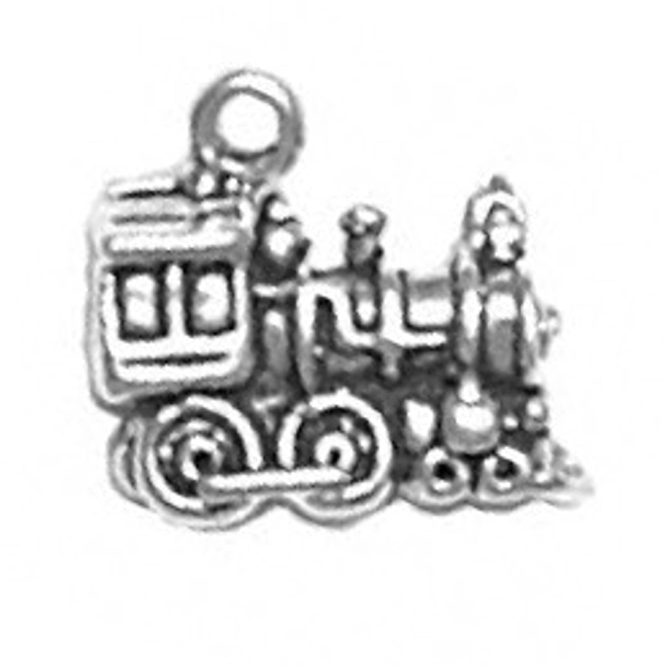 Sterling Silver 16" .8mm Box Chain 3D Train Engine Pendant Necklace ...