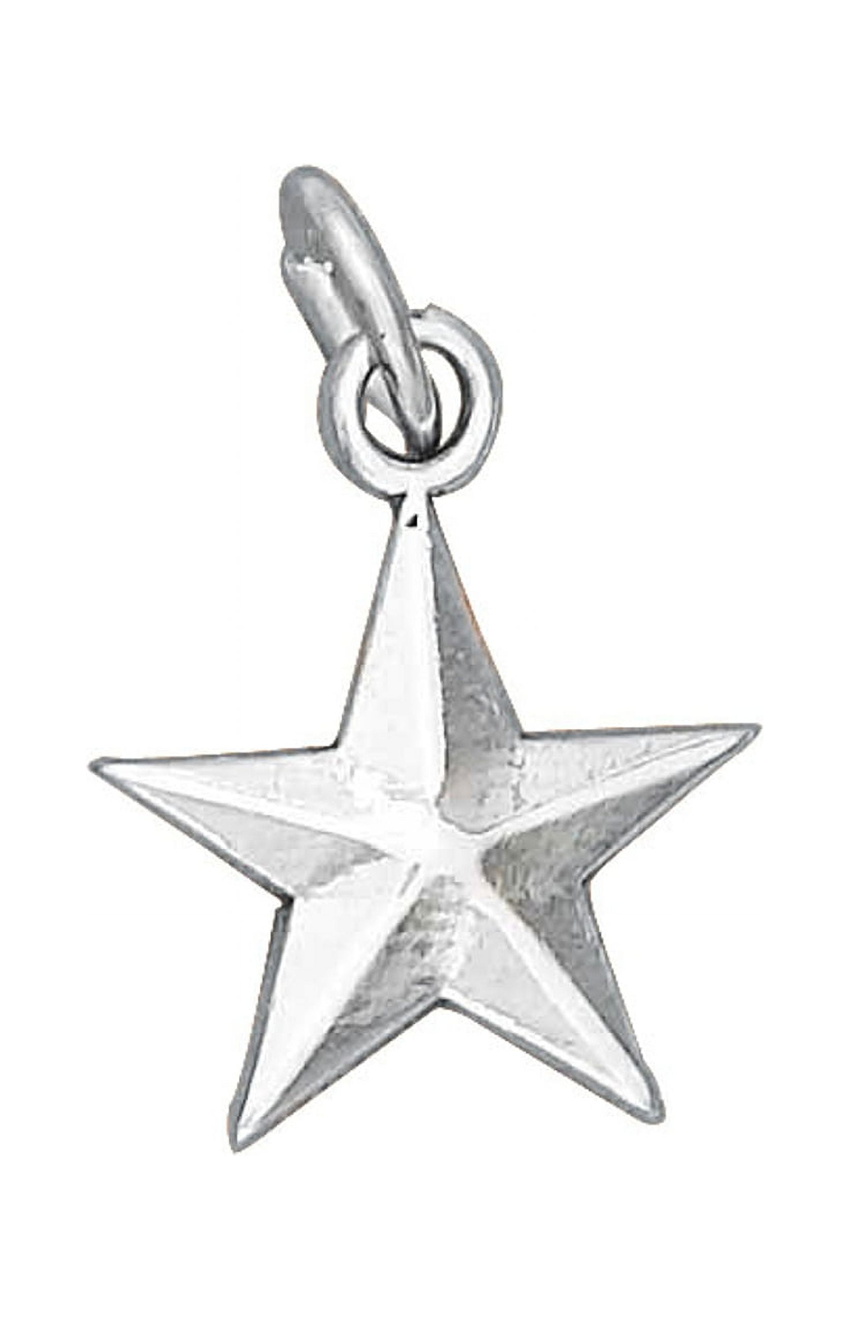 Sterling Silver 16" .8mm Box Chain Raised Star Pendant Necklace ...