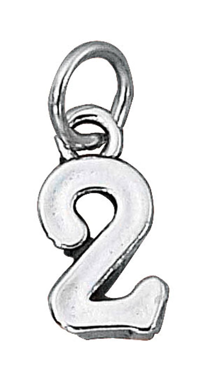 Sterling Silver 16" .8mm Box Chain Small Number Two 2 Pendant Necklace ...