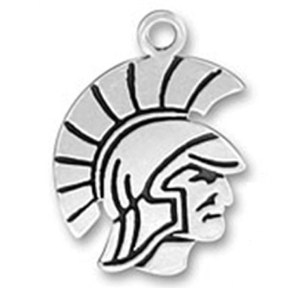 Sterling Silver 16" .8mm Box Chain Spartan Helmet Warrior Face Pendant ...