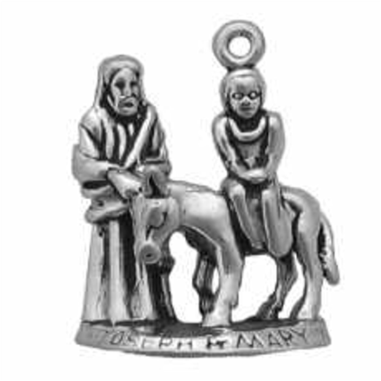 Sterling Silver 18" 1mm Box Chain 3D Joseph And Mary On A Donkey ...
