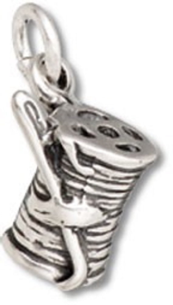 Sterling Silver 18" 1mm Box Chain 3D Spool Of Thread Pendant Necklace ...