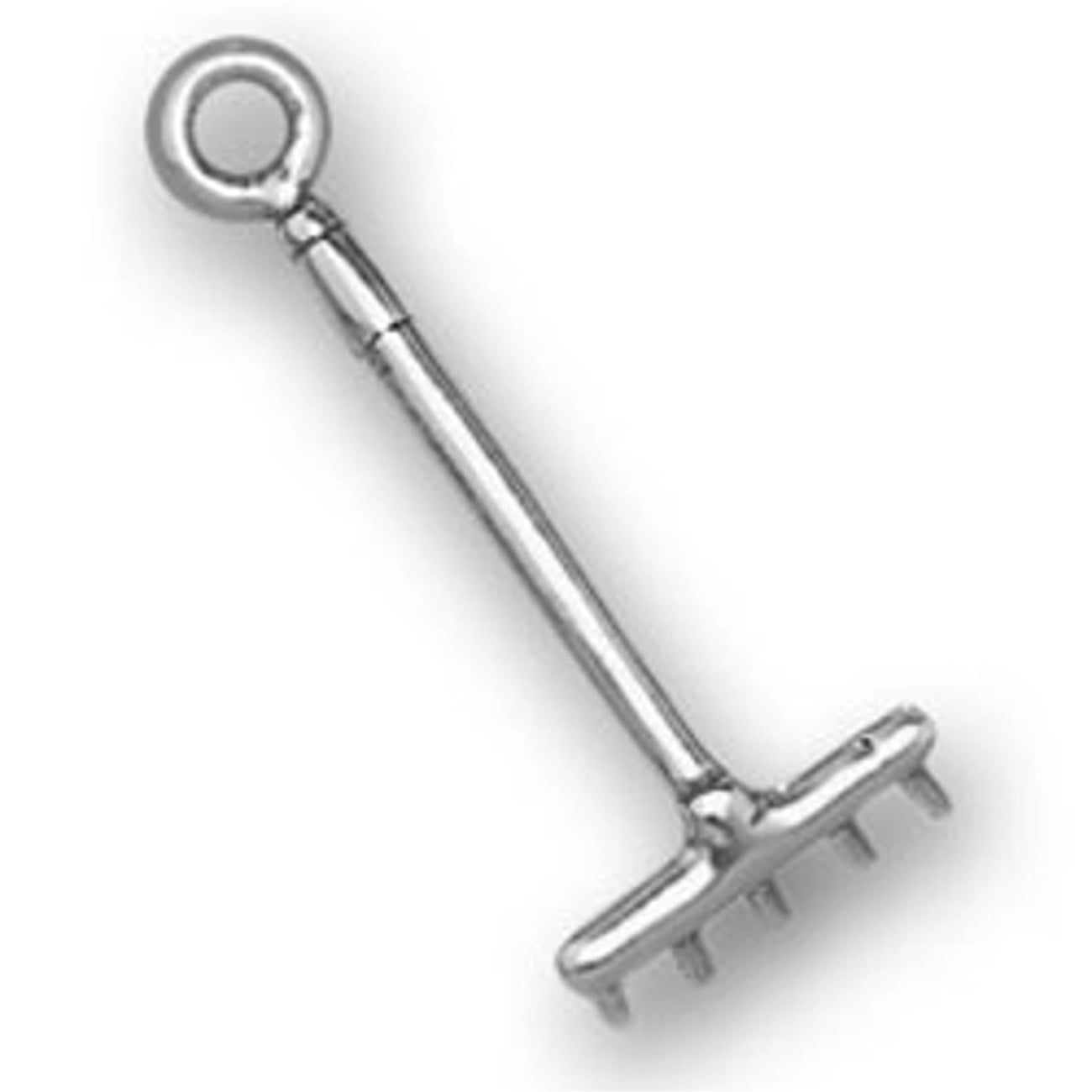 Sterling Silver 20" 1.2mm Box Chain 3D Five Prong Garden Rake Pendant ...