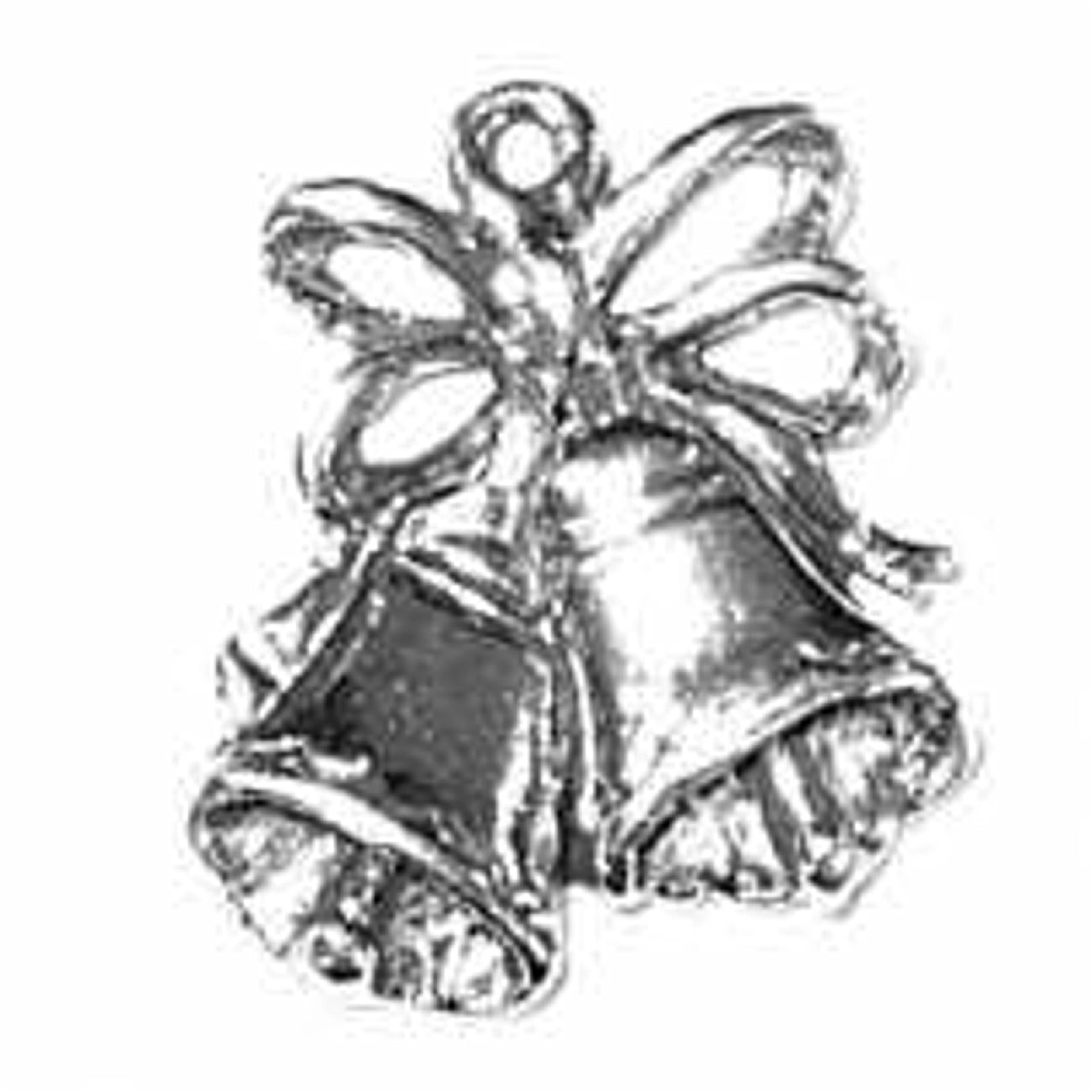 Sterling Silver 20" 1mm Box Chain 3D Wedding Bells Pendant Necklace ...