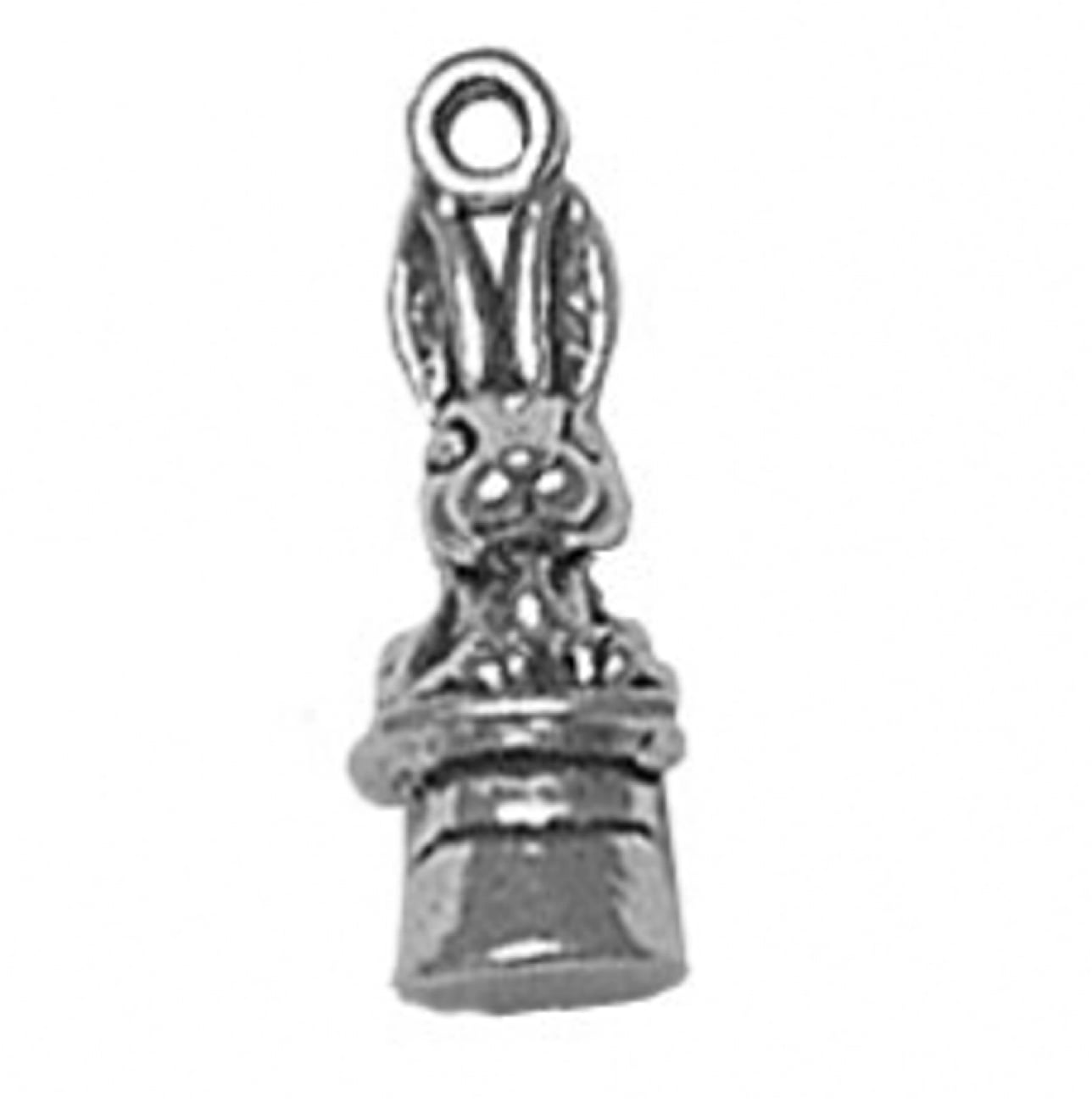 Sterling Silver 20" .8mm Box Chain 3D Magic Rabbit In Hat Trick Pendant ...