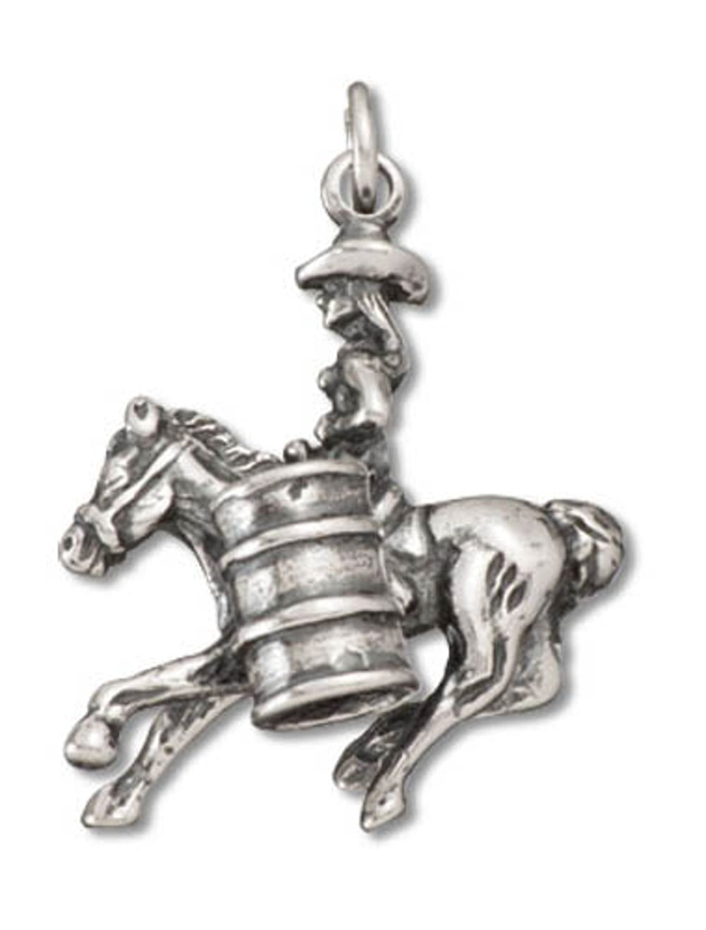 Sterling Silver 20" .8mm Box Chain 3D Rodeo Cowgirl Riding Horse Barrel ...