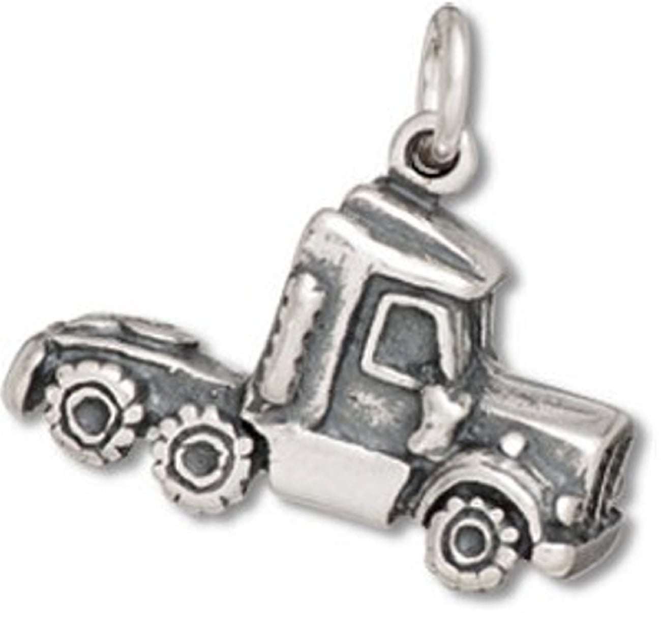 Sterling Silver 20" .8mm Box Chain 3D Semi Tractor 18 Wheeler Cab Truck ...
