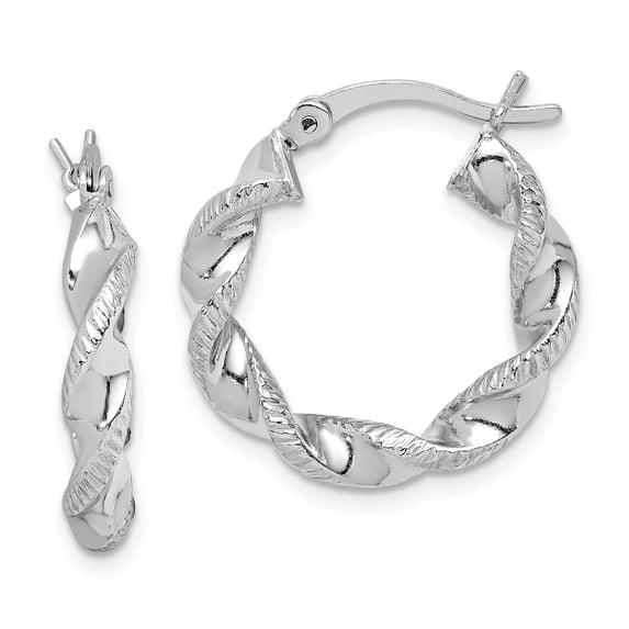 925 Sterling Silver Hollow Hinged Twisted Textured Polished Twist 20mm ...