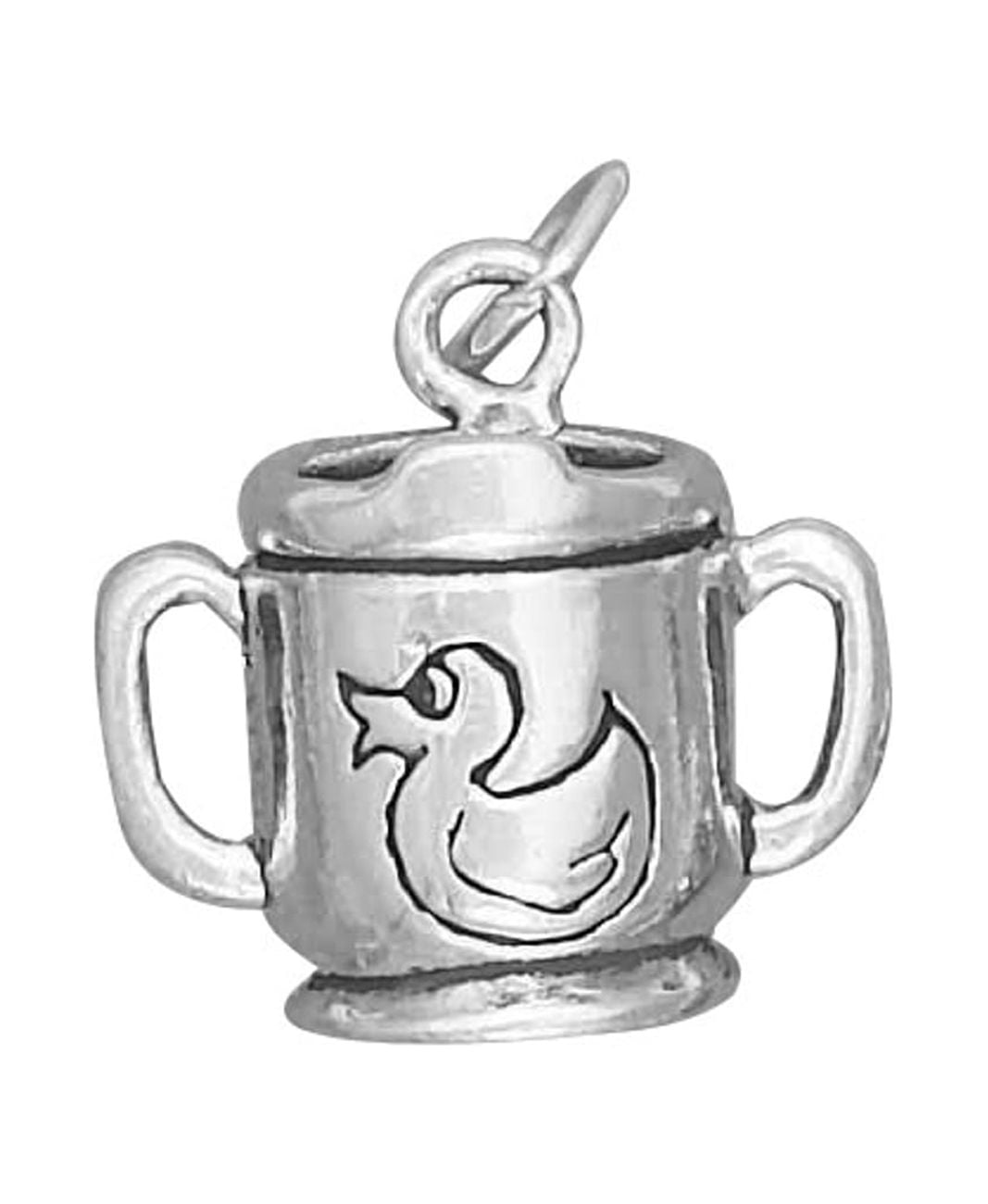 Sterling Silver 24" 1.2mm Box Chain Sippy Cup Pendant Necklace ...